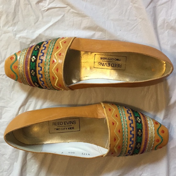 Reed Evins | Shoes | Reed Evins Leather Boho Embroidered Flats | Poshmark